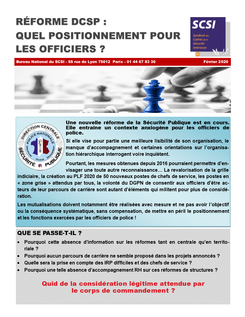 Réforme DCSP : Quel positionnement pour les officiers ? - SCSI CFDT